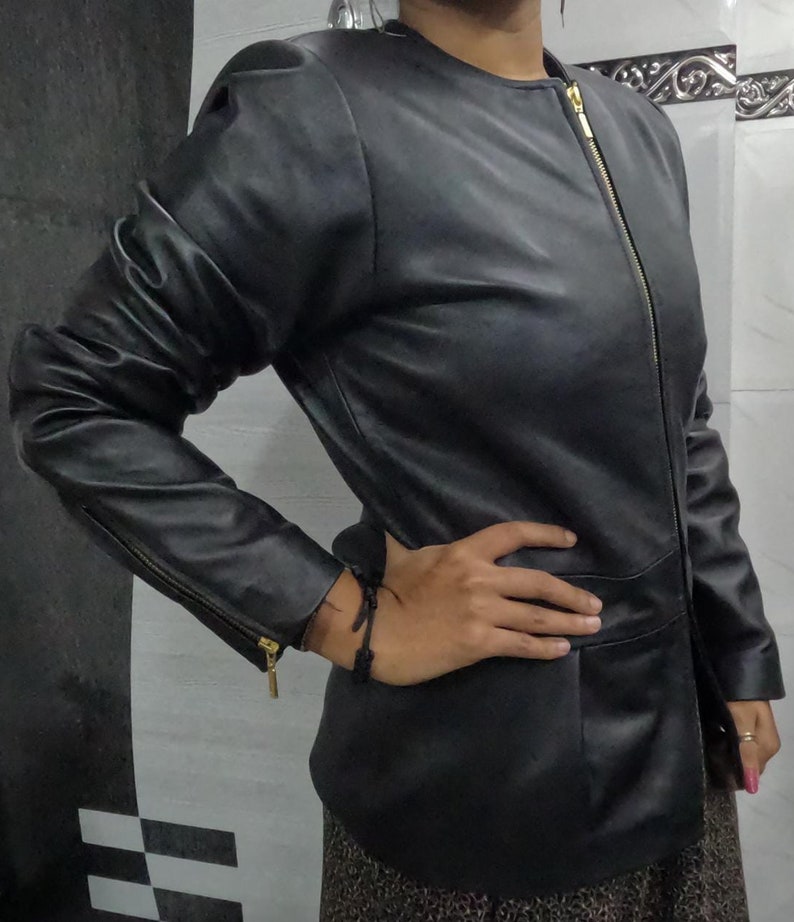 Noor Womens Lambskin BLACK Leather Jacket Handmade Sheep - Etsy