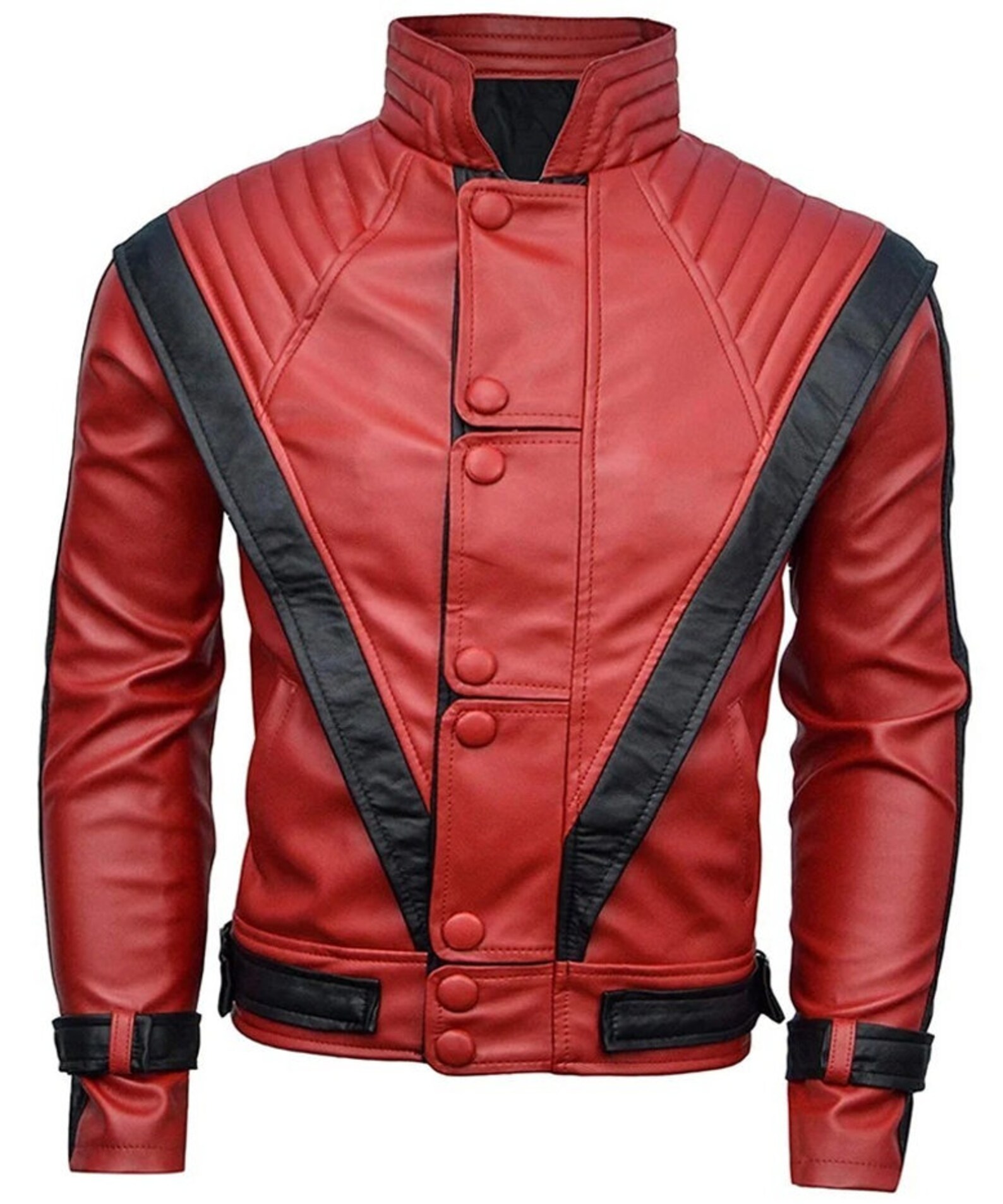 Noor Mens RED & BLACK Leather Jacket Michael Jackson - Etsy