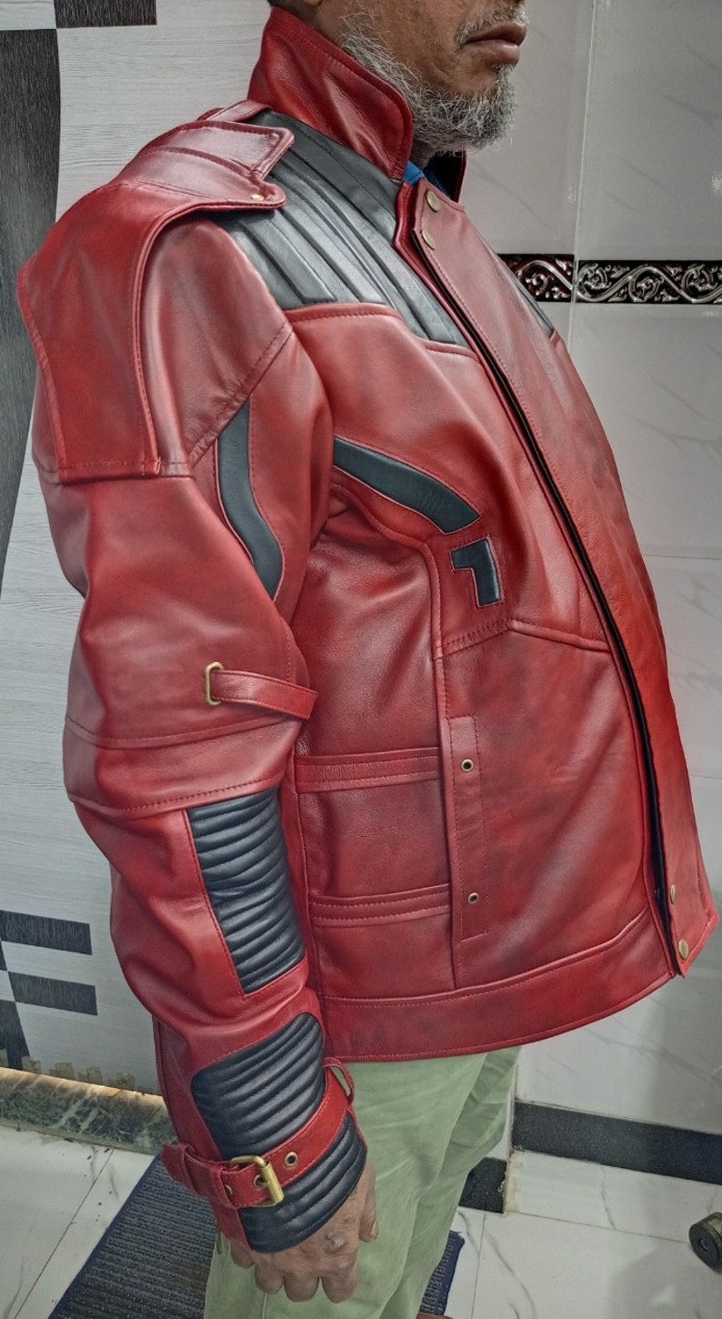 Noor Men's RED & BLACK Leather Jacket Handmade Quilted - Etsy