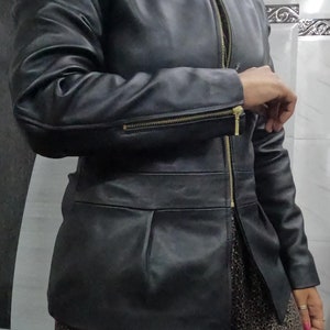 Noor Womens Lambskin BLACK Leather Jacket Handmade Sheep Leather Casual ...