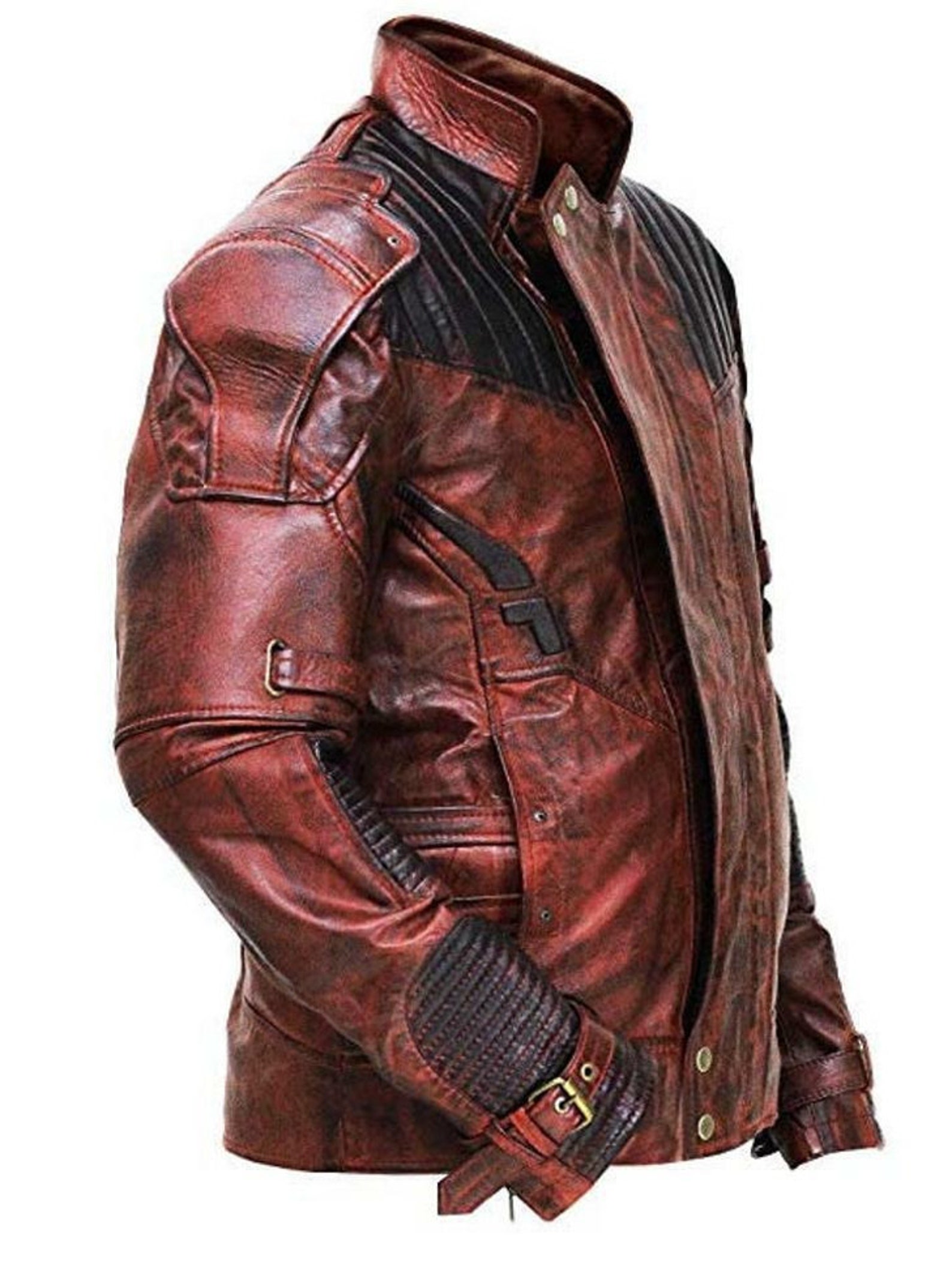 Noor Men's RED & BLACK Leather Jacket Handmade Quilted - Etsy