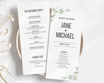 Wedding Program Template Half Page - Etsy