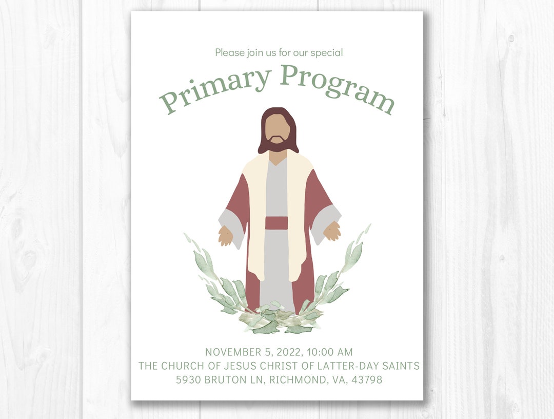 LDS Primary Program Invitation Template, LDS Primary Invitation, LDS ...