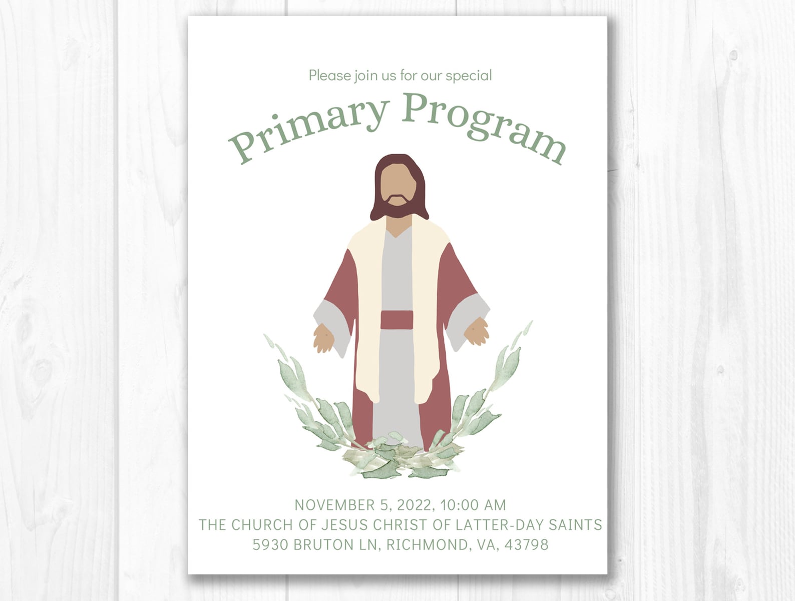 LDS Primary Program Invitation Template, LDS Primary Invitation, LDS ...
