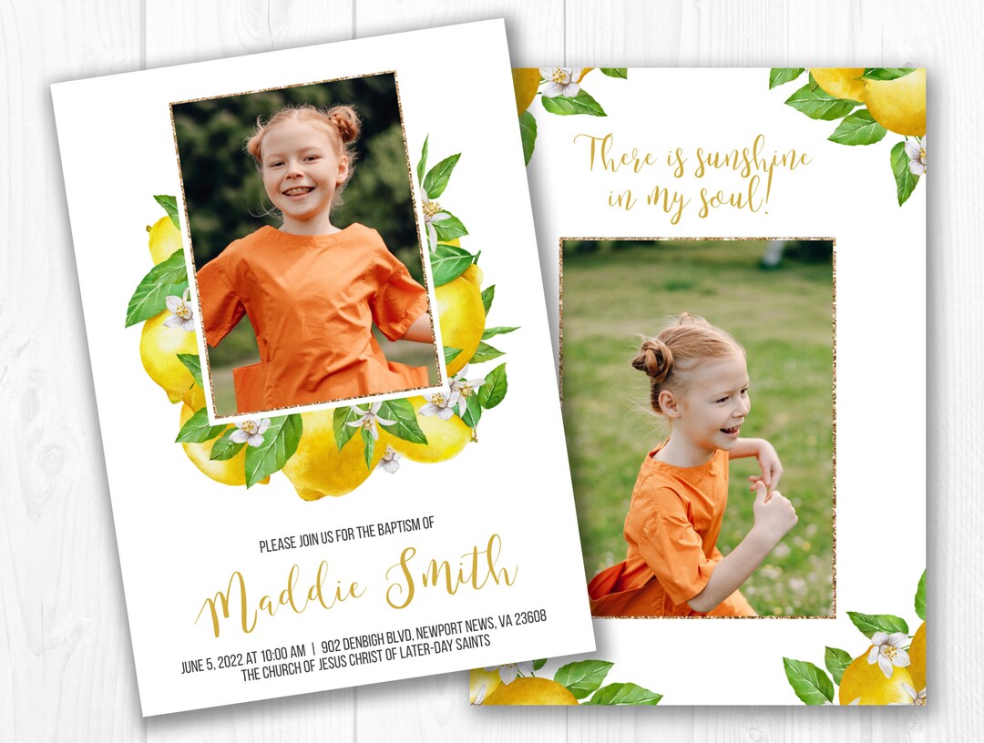 Lemon, LDS Baptism Invitation, Baptism Invitation LDS, Baptism ...