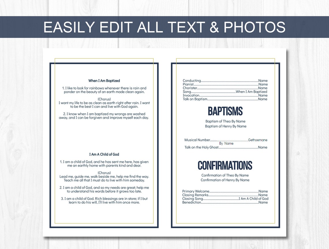 LDS Baptism Program LDS Baptism Program Boy LDS Baptism - Etsy