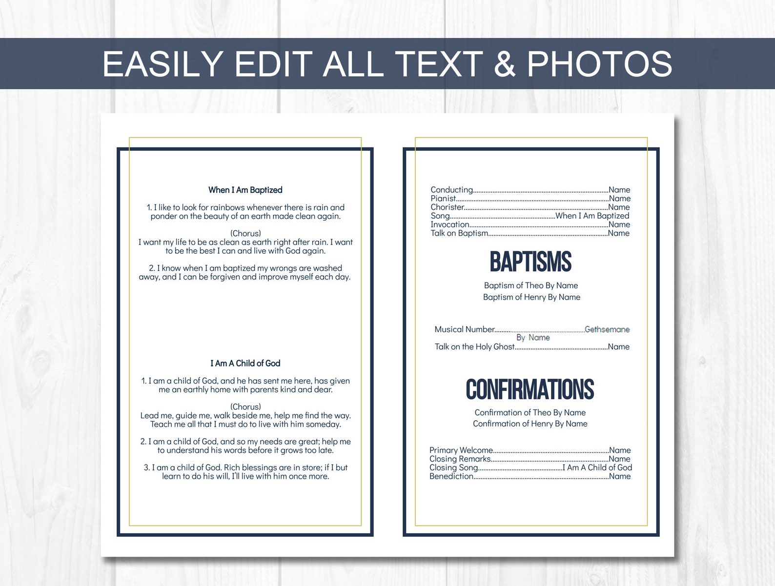 LDS Baptism Program LDS Baptism Program Boy LDS Baptism - Etsy