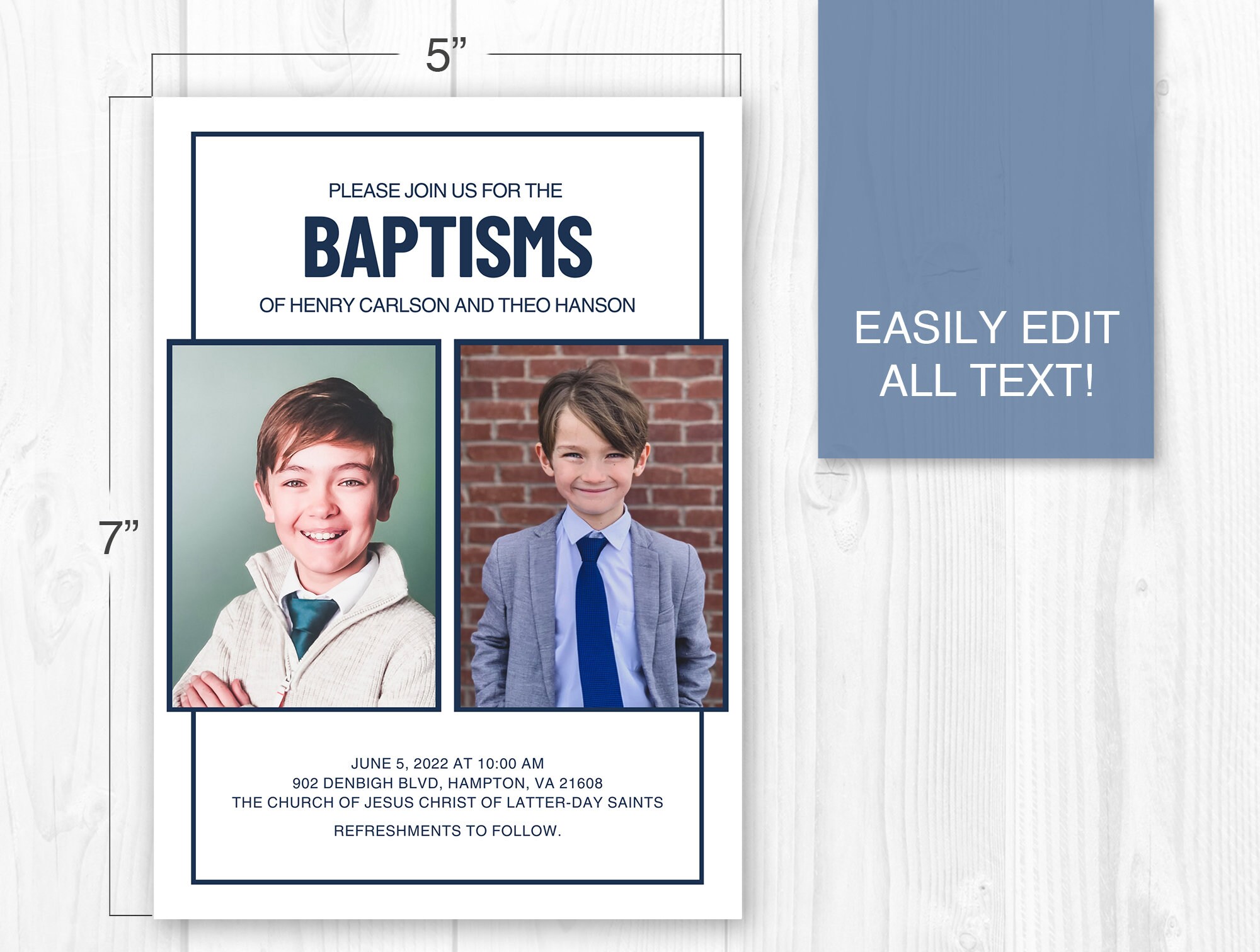 Joint LDS Baptism Invitation Baptism Invitation LDS Baptism Invitation ...