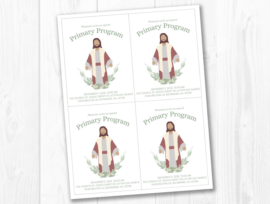LDS Primary Program Invitation Template, LDS Primary Invitation, LDS ...