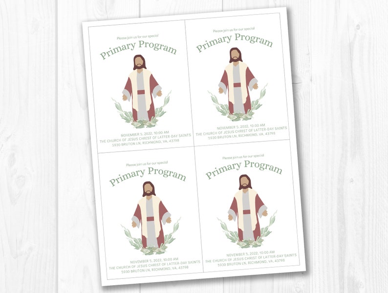 LDS Primary Program Invitation Template, LDS Primary Invitation, LDS ...