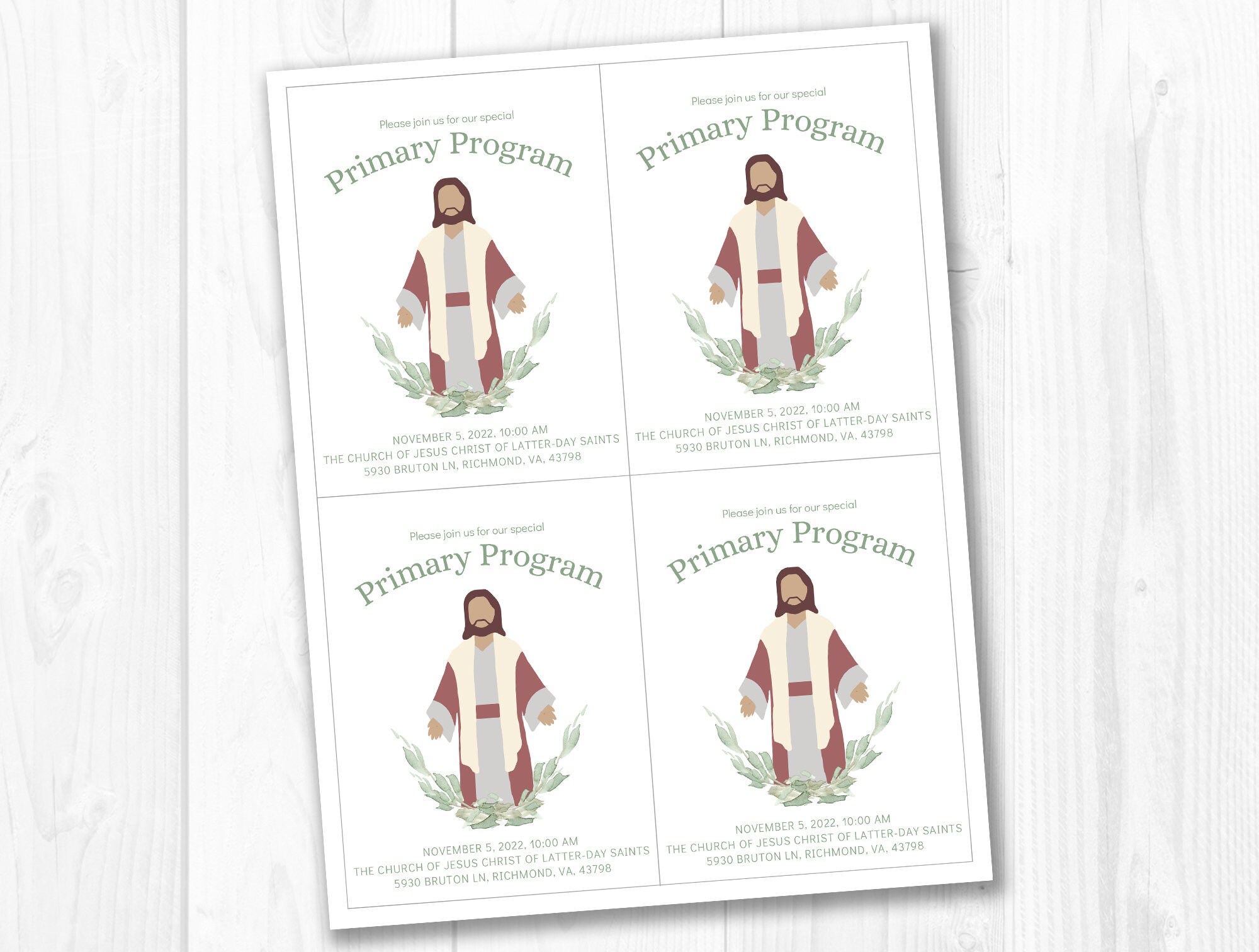 LDS Primary Program Invitation Template, LDS Primary Invitation, LDS ...