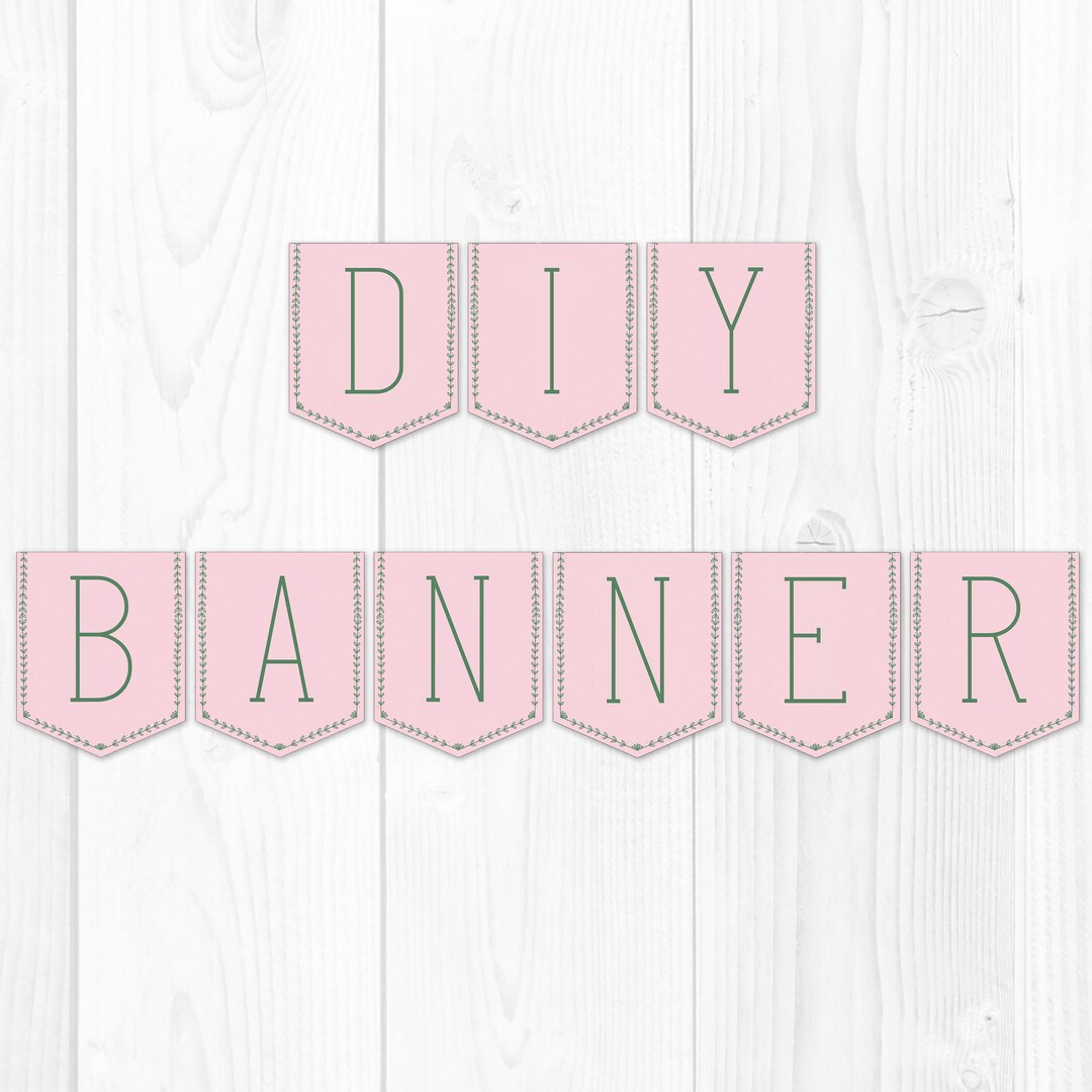 Editable Printable Bunting Banner Template Pink Green Party Flag Banner ...