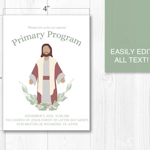 LDS Primary Program Invitation Template, LDS Primary Invitation, LDS ...