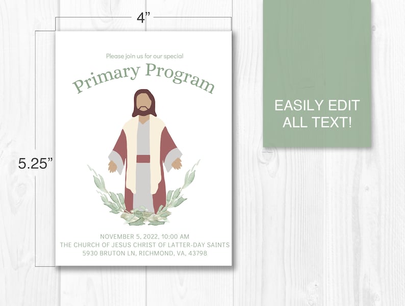 LDS Primary Program Invitation Template, LDS Primary Invitation, LDS ...