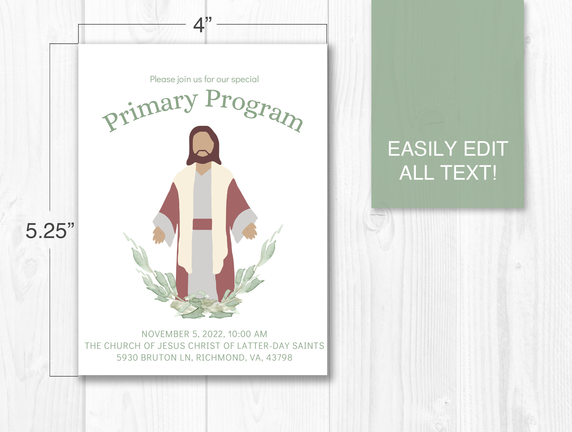 LDS Primary Program Invitation Template, LDS Primary Invitation, LDS ...