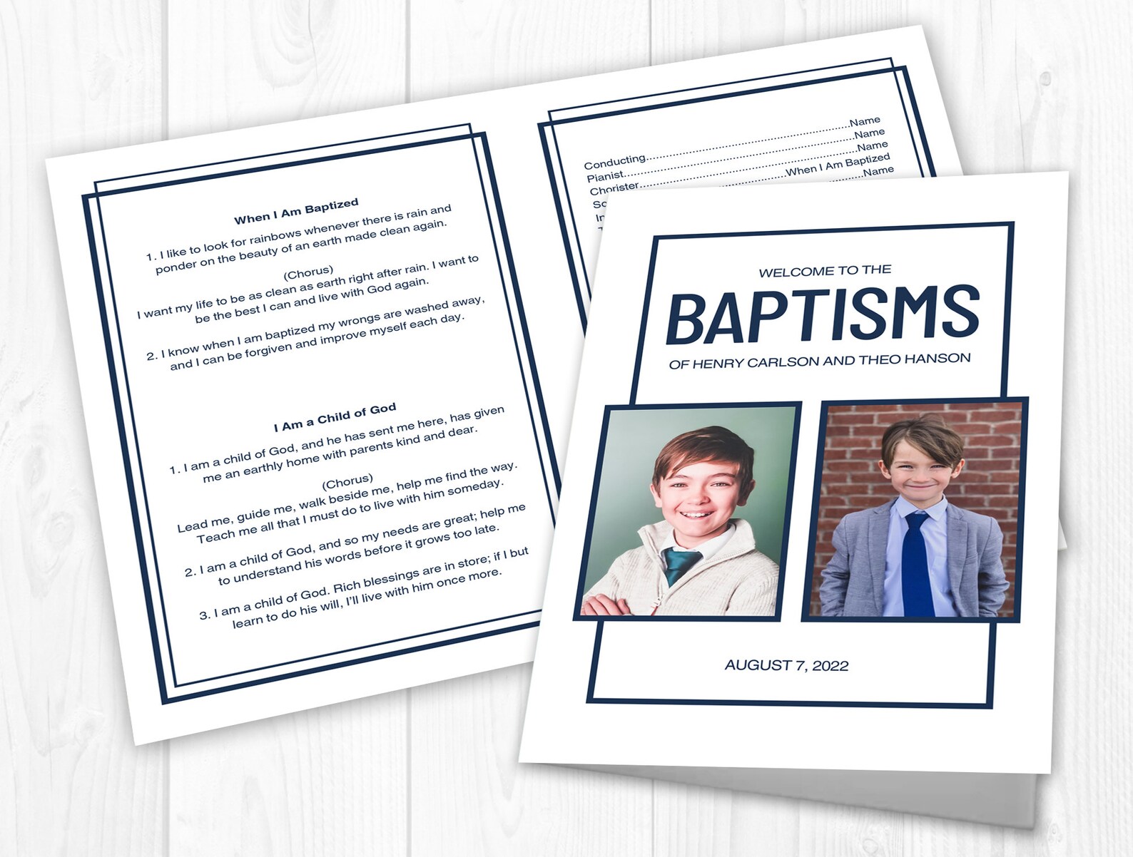 LDS Baptism Program, LDS Baptism Program Boy, LDS Baptism Combined ...