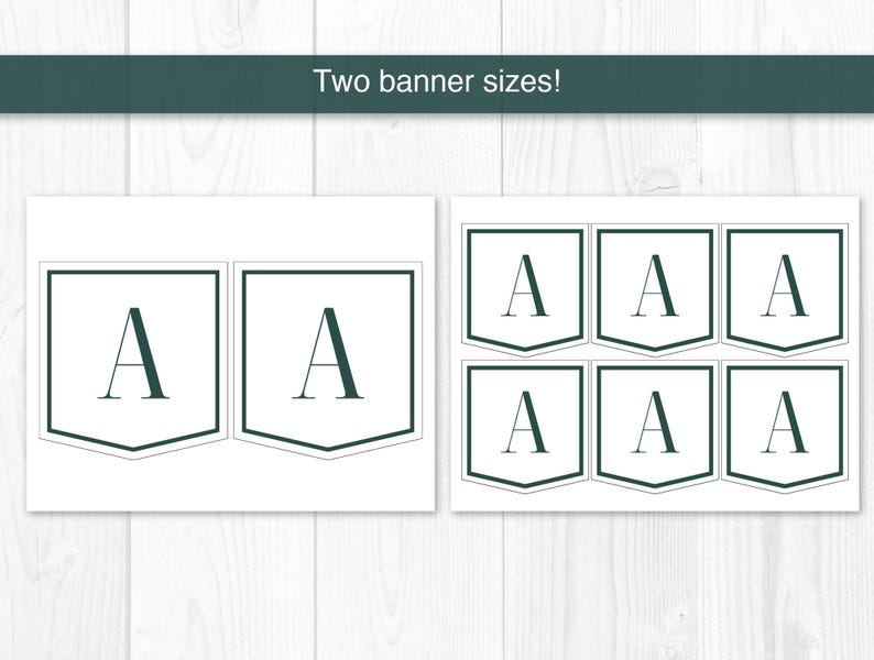 Editable Printable Bunting Banner Template Emerald Dark Green Party ...