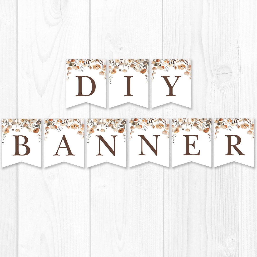 Editable Printable Bunting Banner Template Wildflowers Party Flag ...