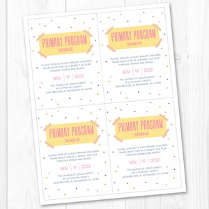 LDS Primary Program Invitation Template, LDS Primary Invitation, LDS ...