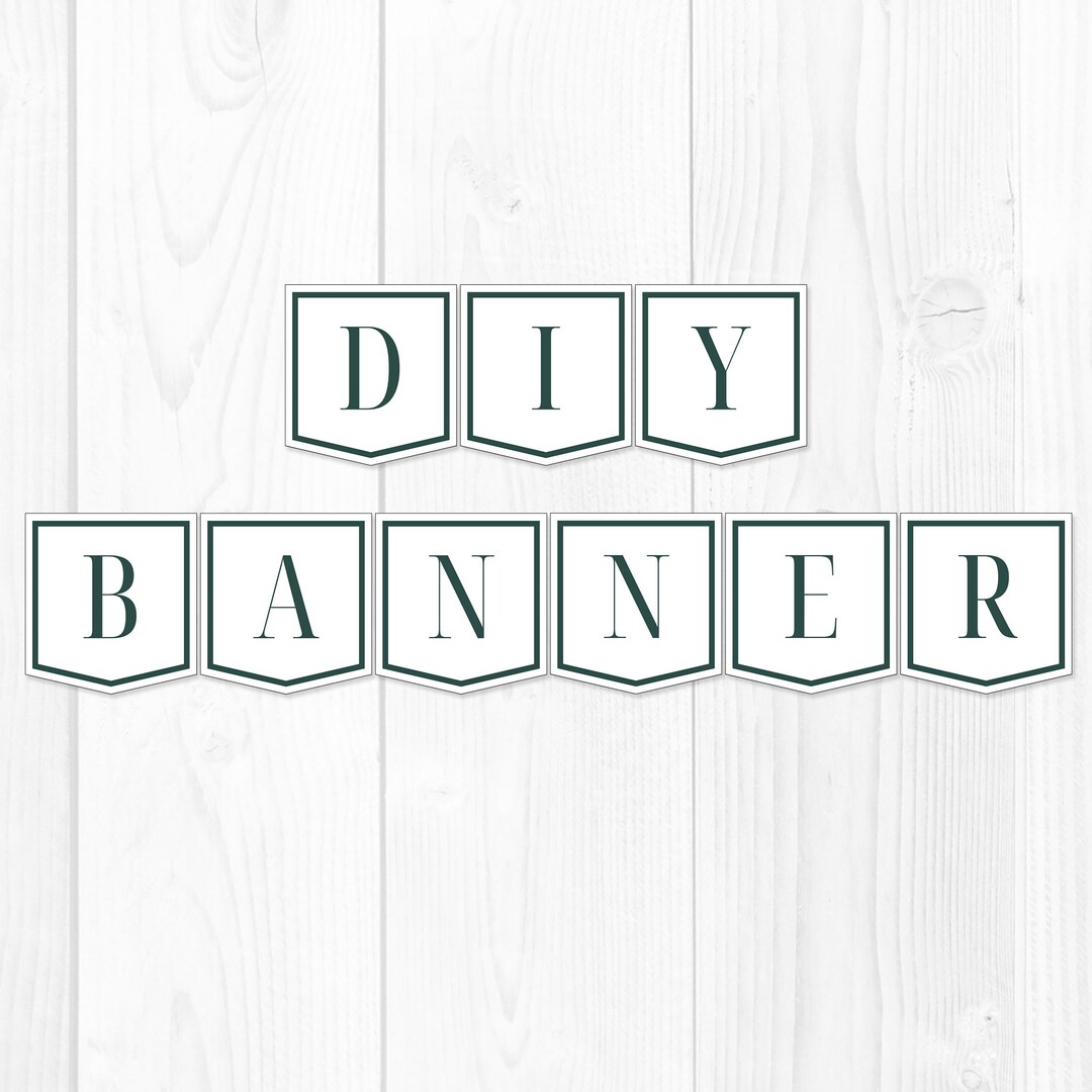 Editable Printable Bunting Banner Template Emerald Dark Green Party ...