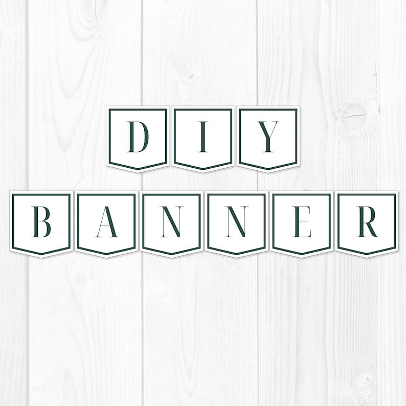Editable Printable Bunting Banner Template Emerald Dark Green Party ...
