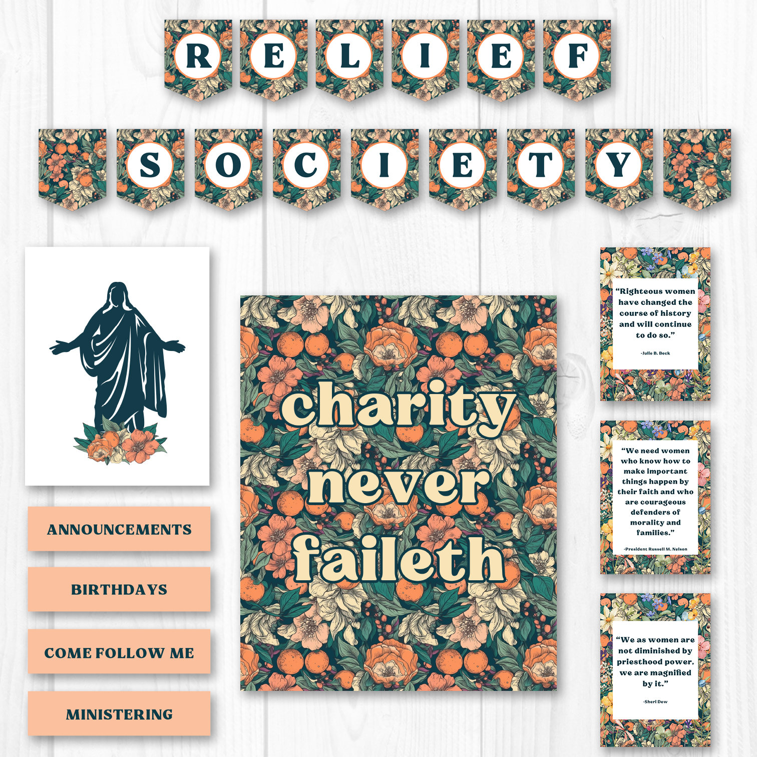LDS Relief Society Bulletin Board, Ministering Notes, Retro Flowers ...