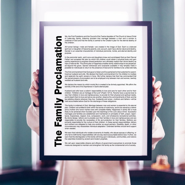 Printable Proclamation to the Family - Etsy