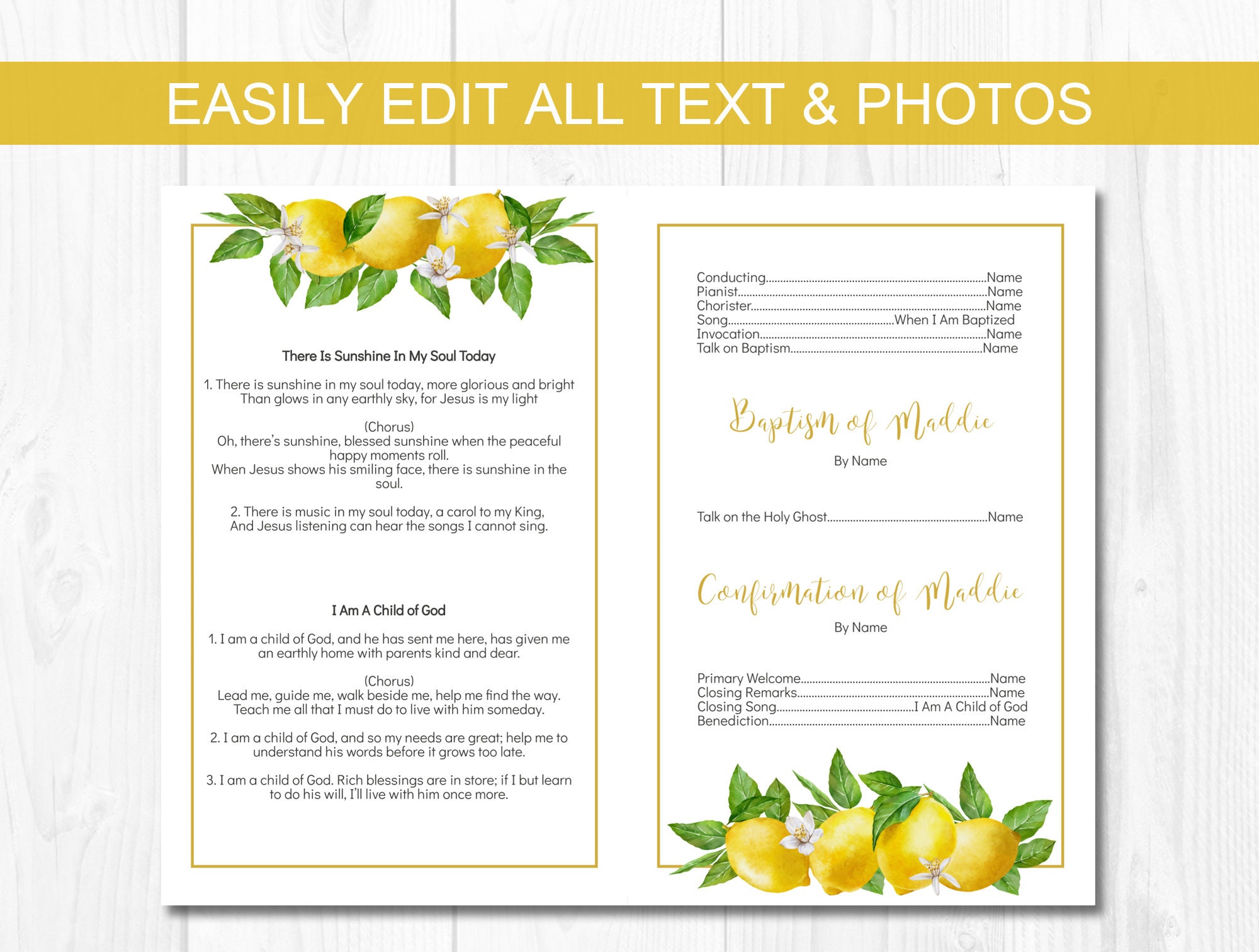 Lemon, LDS Baptism Program, Baptism Program LDS, LDS Baptism Program ...