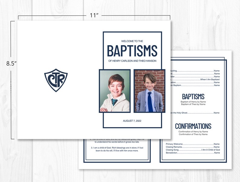 LDS Baptism Program, LDS Baptism Program Boy, LDS Baptism Combined ...