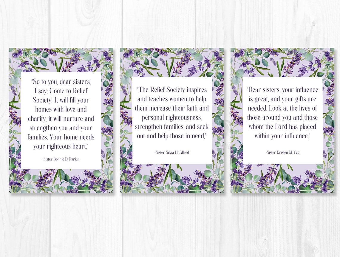 LDS Relief Society Bulletin Board, Ministering Notes, Lavender ...