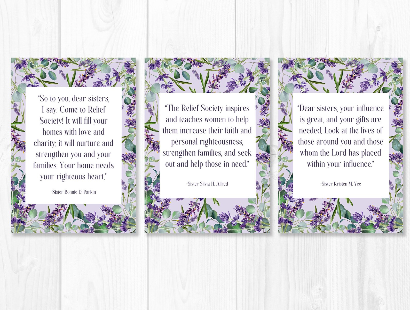LDS Relief Society Bulletin Board, Ministering Notes, Lavender ...