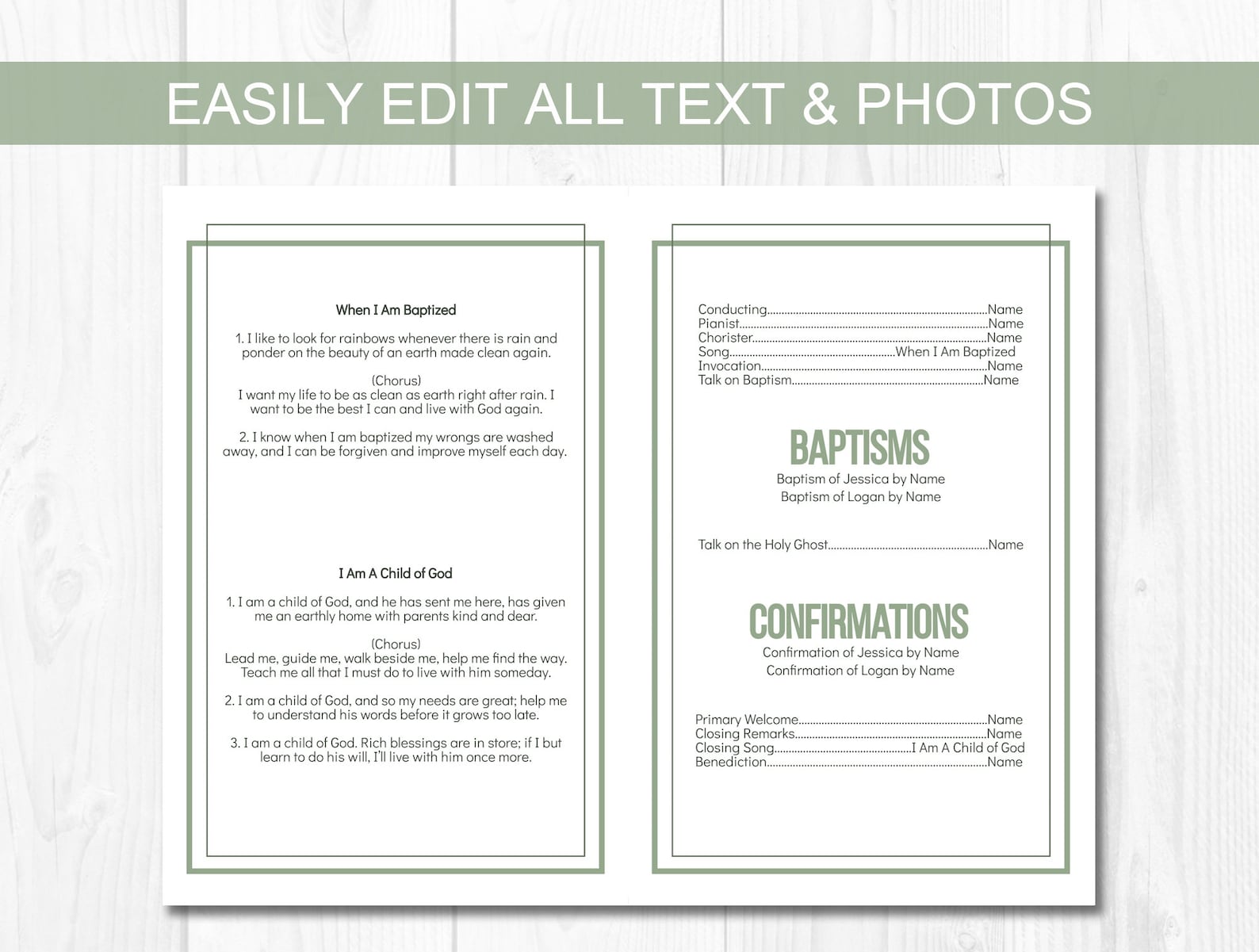 LDS Joint Baptism Program, LDS Baptism Program, Baptism Program LDS ...
