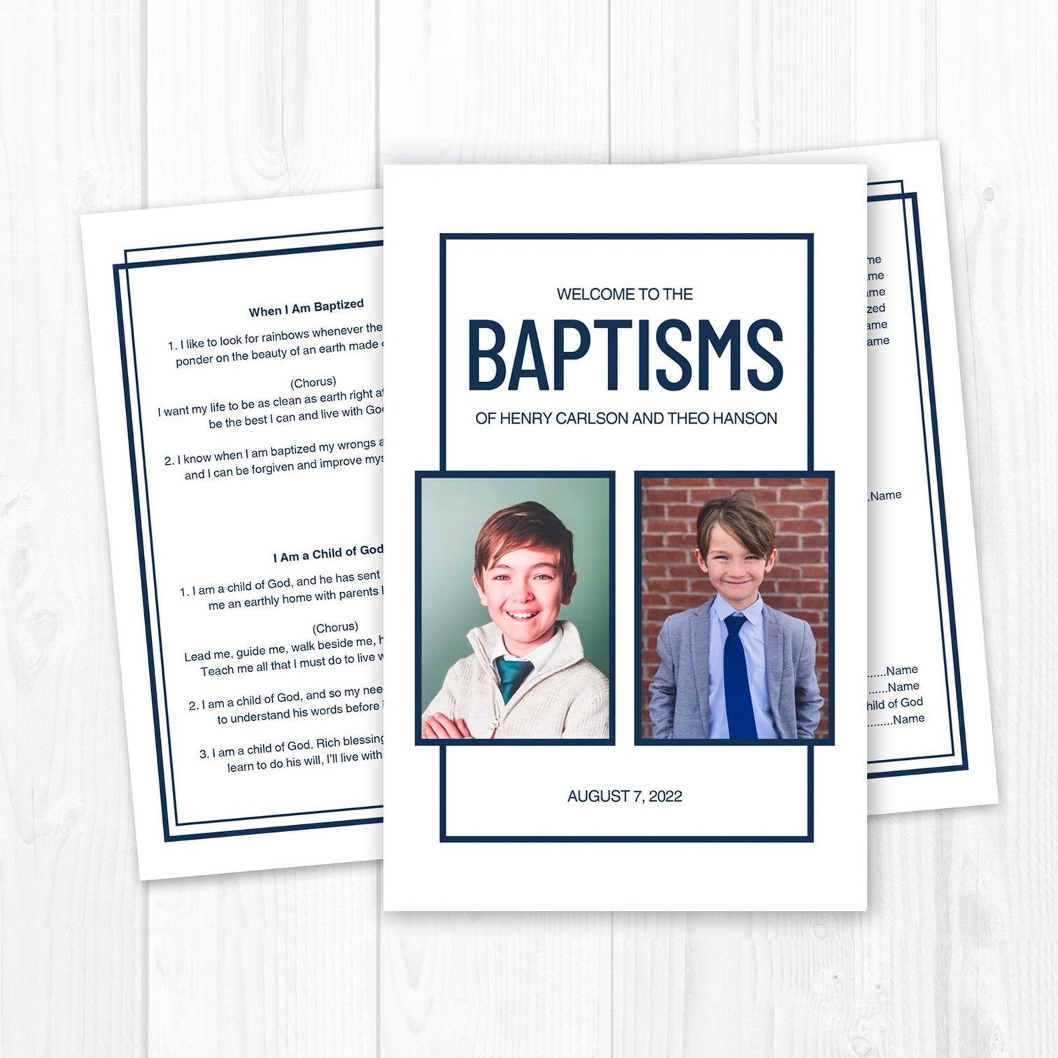 LDS Baptism Program, LDS Baptism Program Boy, LDS Baptism Combined ...