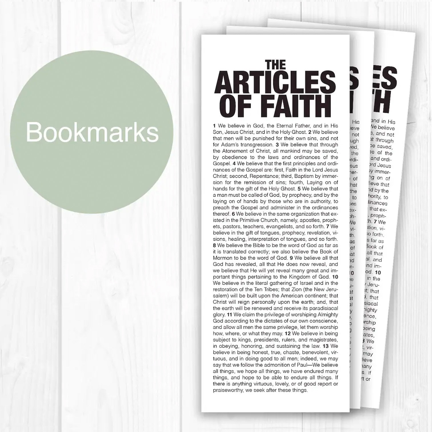 Articles of Faith Bookmarks, LDS Bookmark, LDS Primary Handout, LDS ...