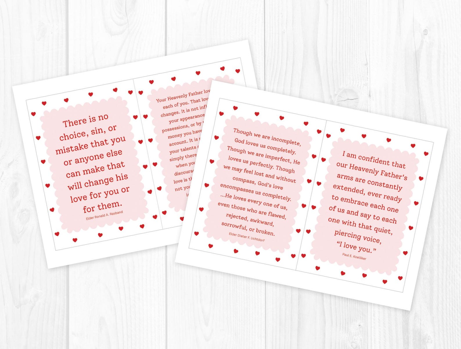 Relief Society Valentine's Day Love Quotes Handouts LDS Ministering ...