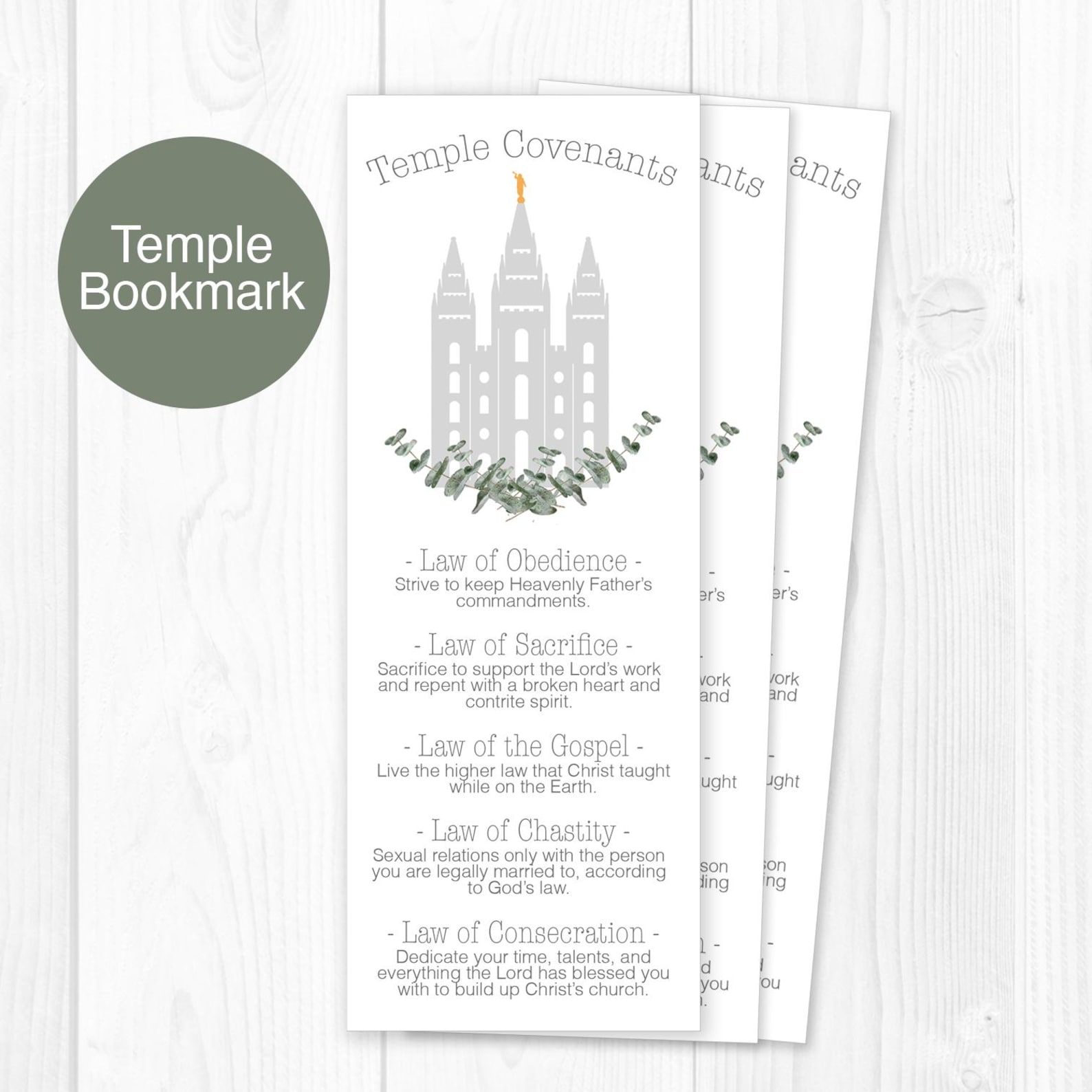 LDS Temple Covenants Bookmark, Temple Prep Handout, Lds Teacher Gift ...