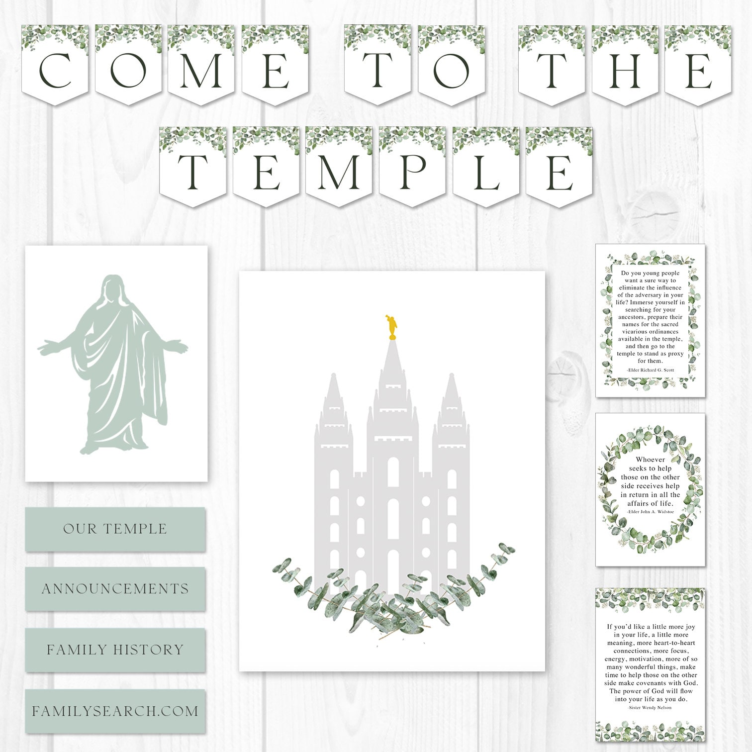 LDS Temple and Family History Bulletin Board, Eucalyptus Theme ...