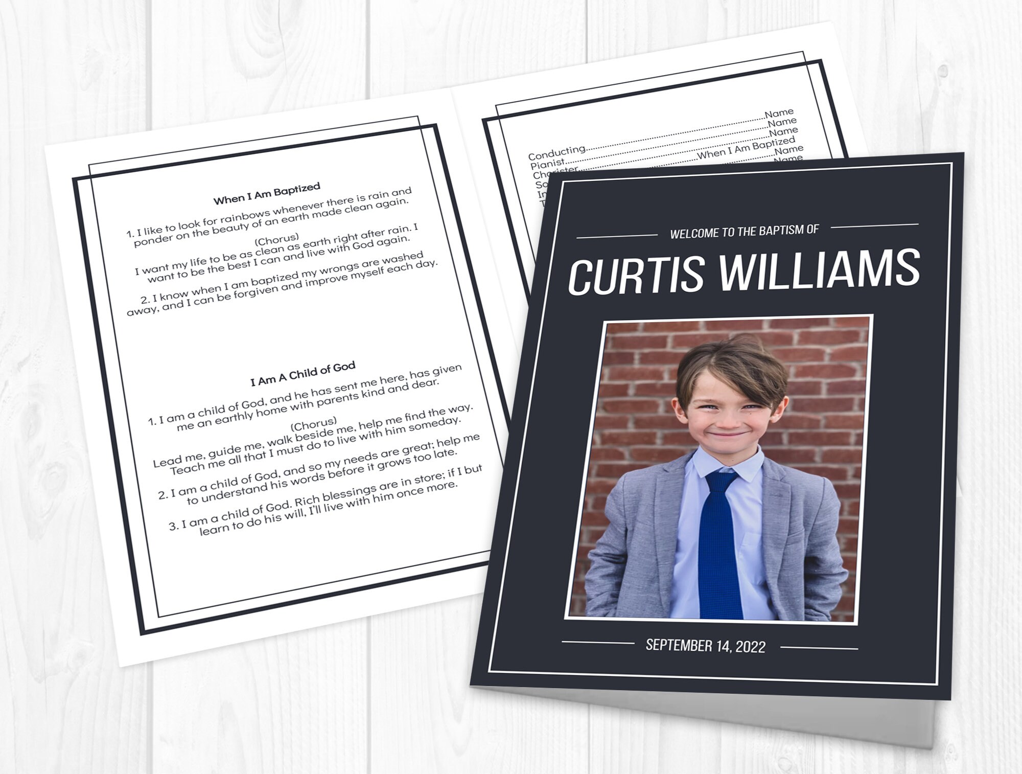 LDS Baptism Program, Editable LDS Baptism Program Boy, Baptism Program ...