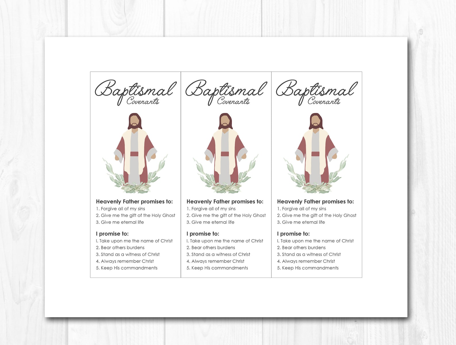 LDS Baptism Bookmark, LDS Primary Handout, Lds Baptism Gift, Baptism ...