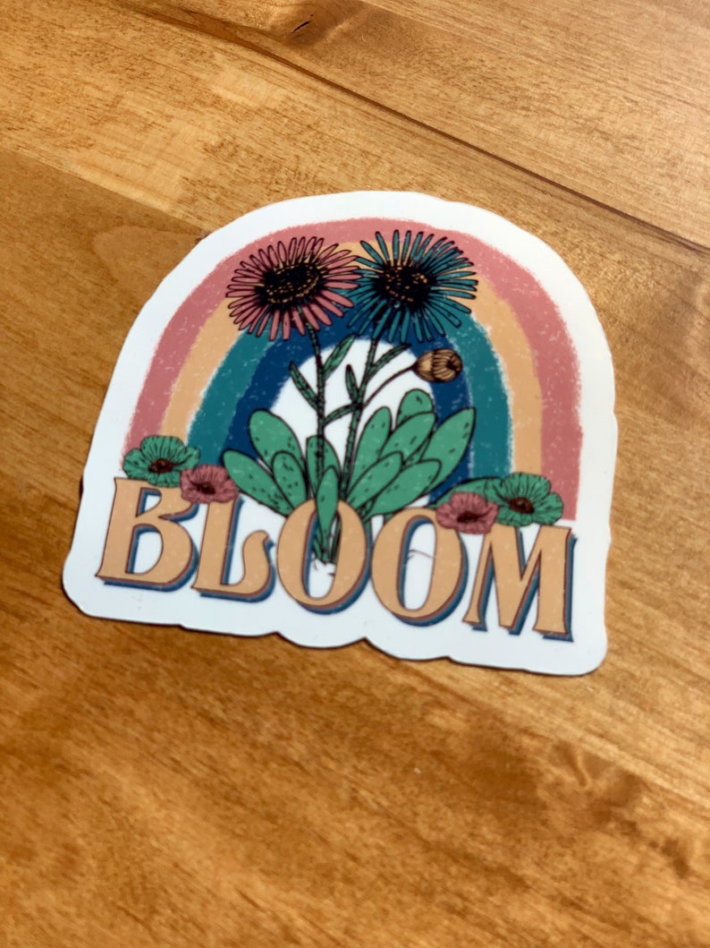 Bloom Retro Flower Sticker Rainbow Water Proof - Etsy
