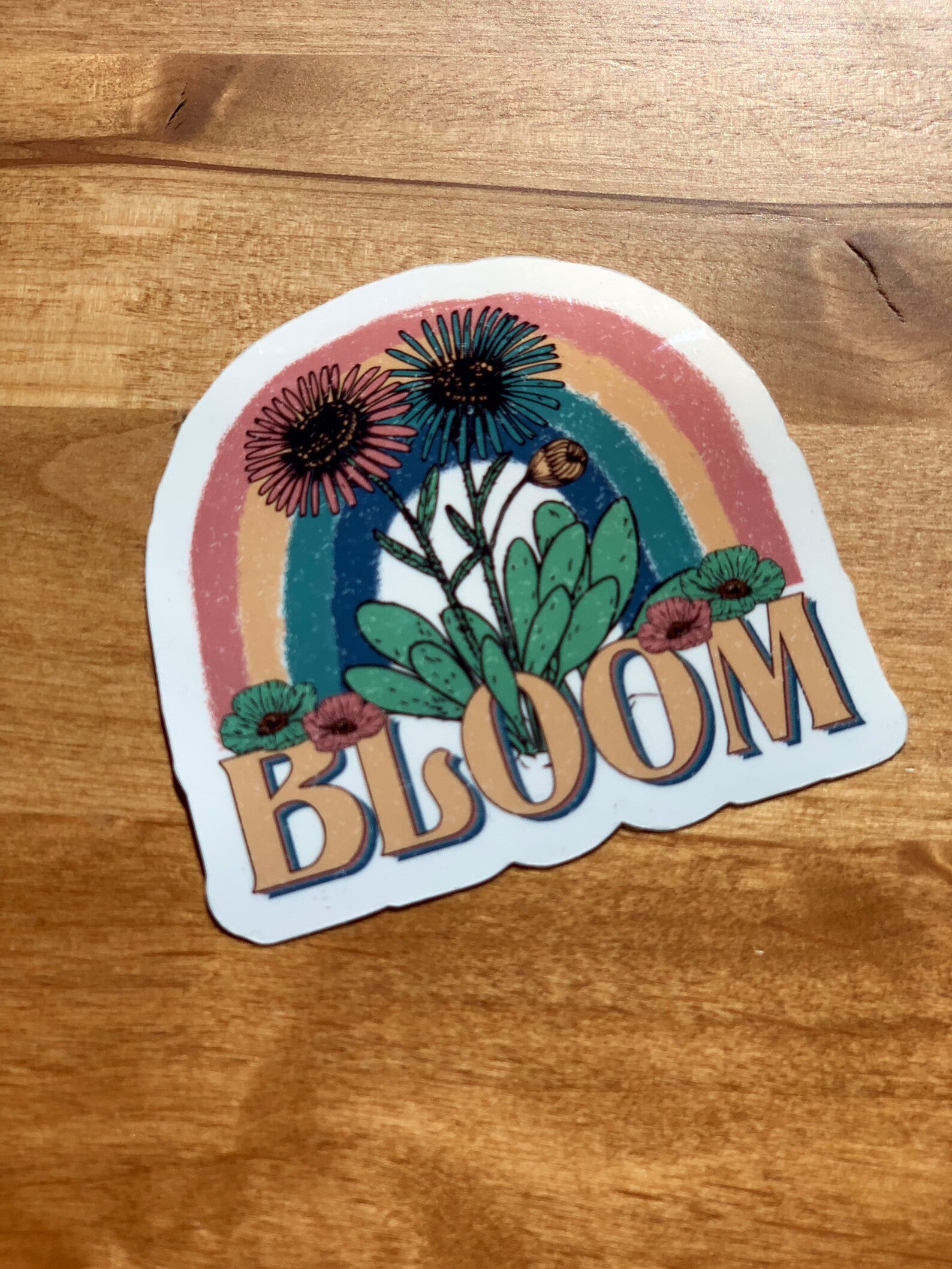 Bloom Retro Flower Sticker Rainbow Water Proof - Etsy