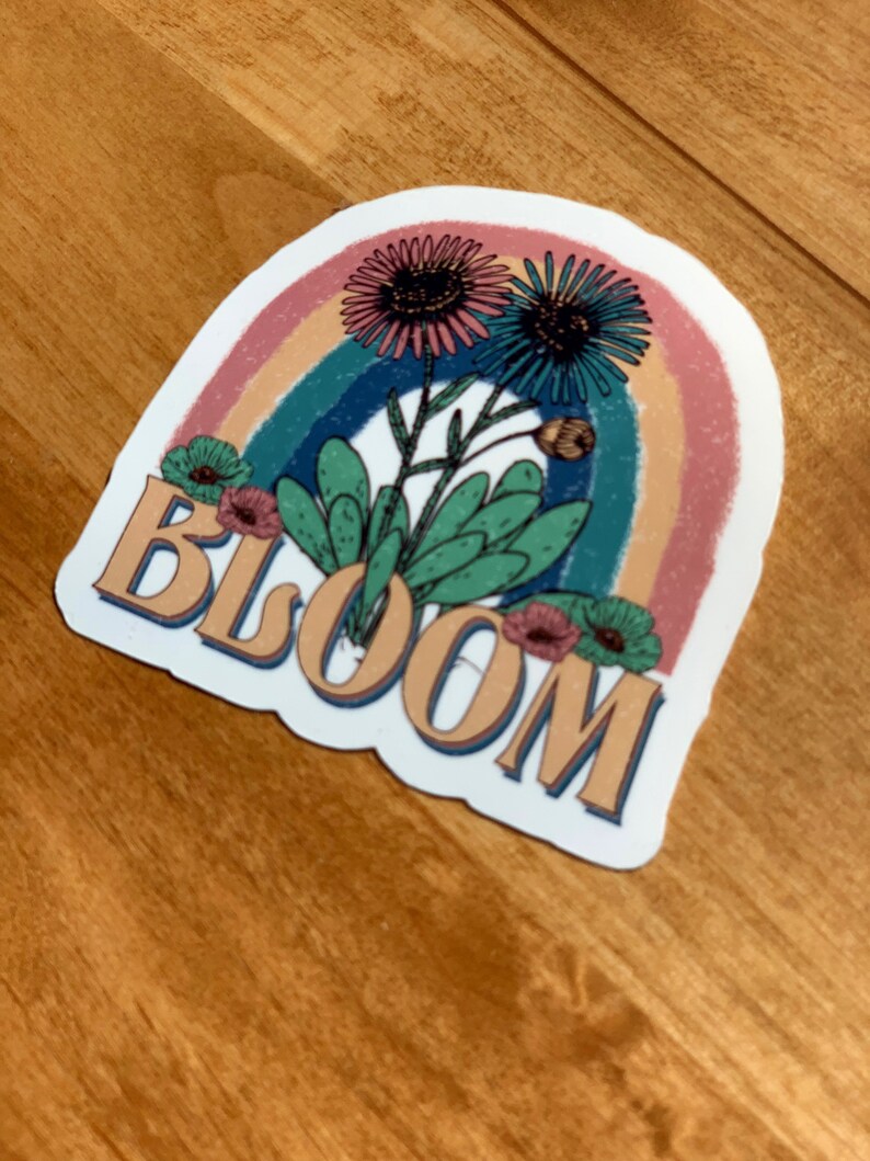 Bloom Retro Flower Sticker Rainbow Water Proof - Etsy