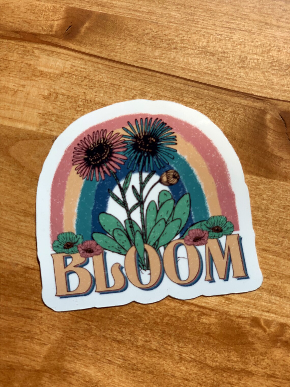Bloom Retro Flower Sticker Rainbow Water Proof - Etsy