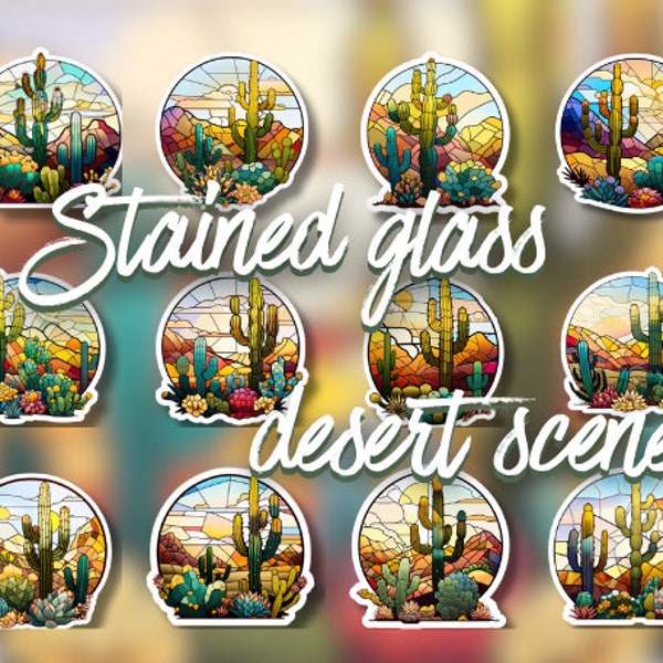 Stained Glass Desert Scene - Etsy