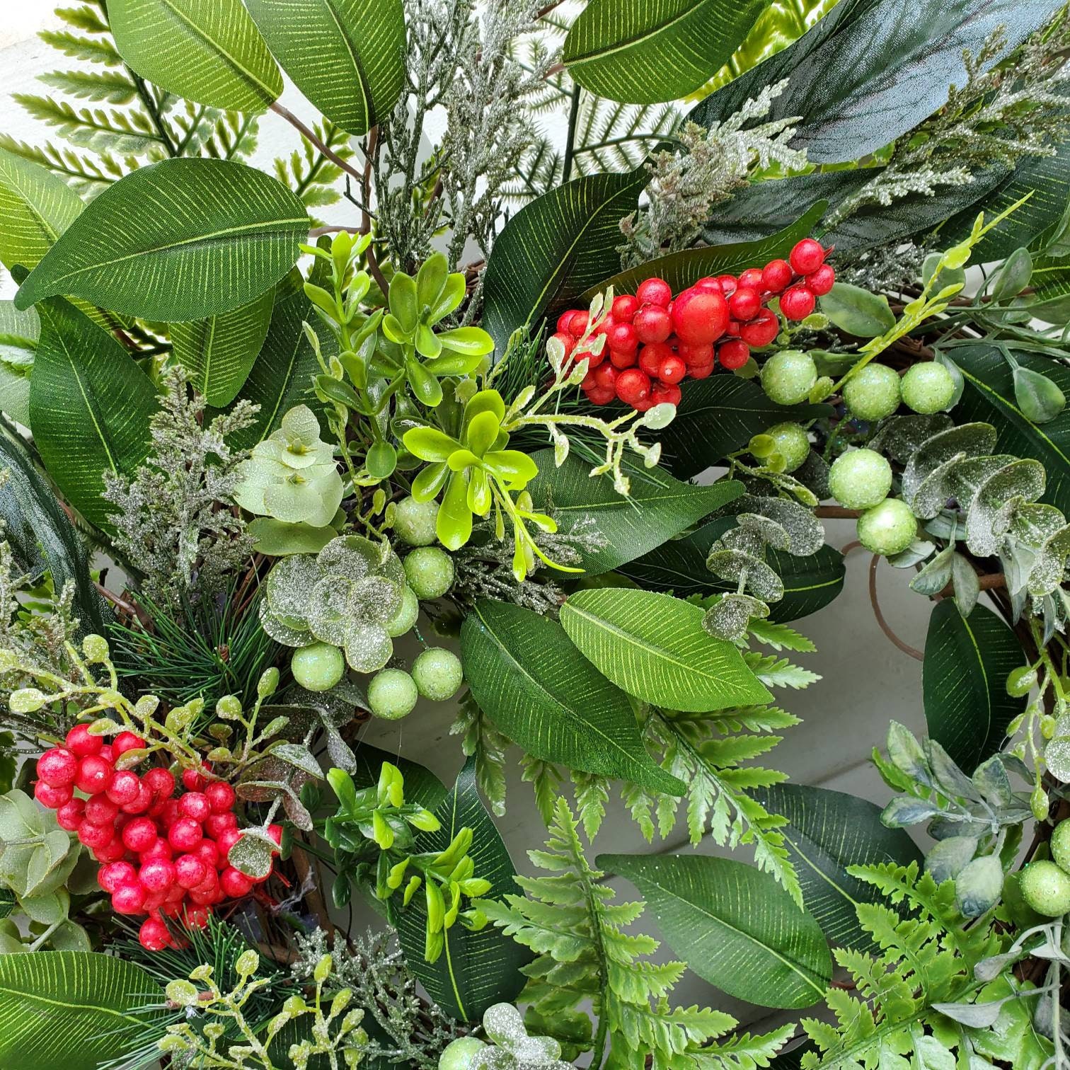 Christmas Greenery Wreath Red And Green Christmas Wreath Winter