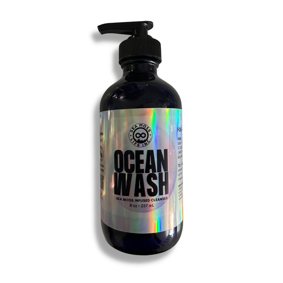 OCEAN WASH: Sea Moss Cleanser Shrink Pores Makeup Remover Acne & Dark ...