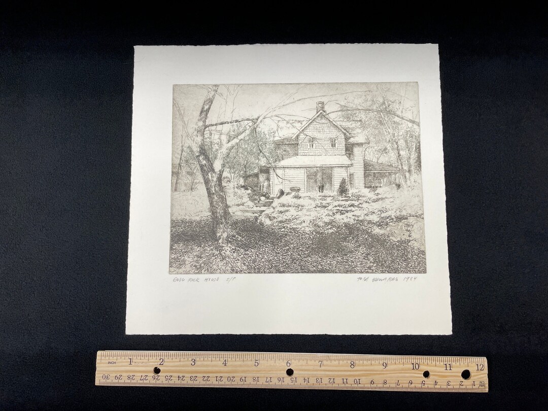 Tom Edwards Etching “evil Rock House,” S/P, 1984 - Etsy