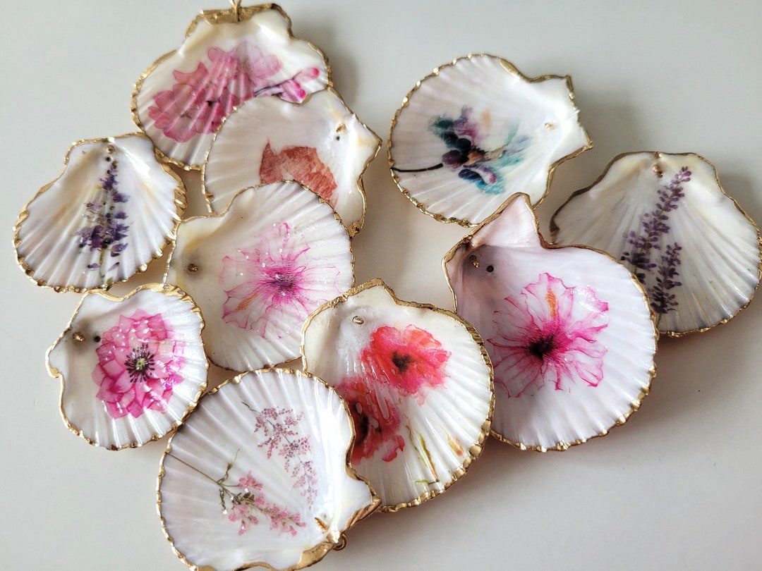 Small Decorated Scallop Shells, Shell With Crochet, Set of 5 Shells ...