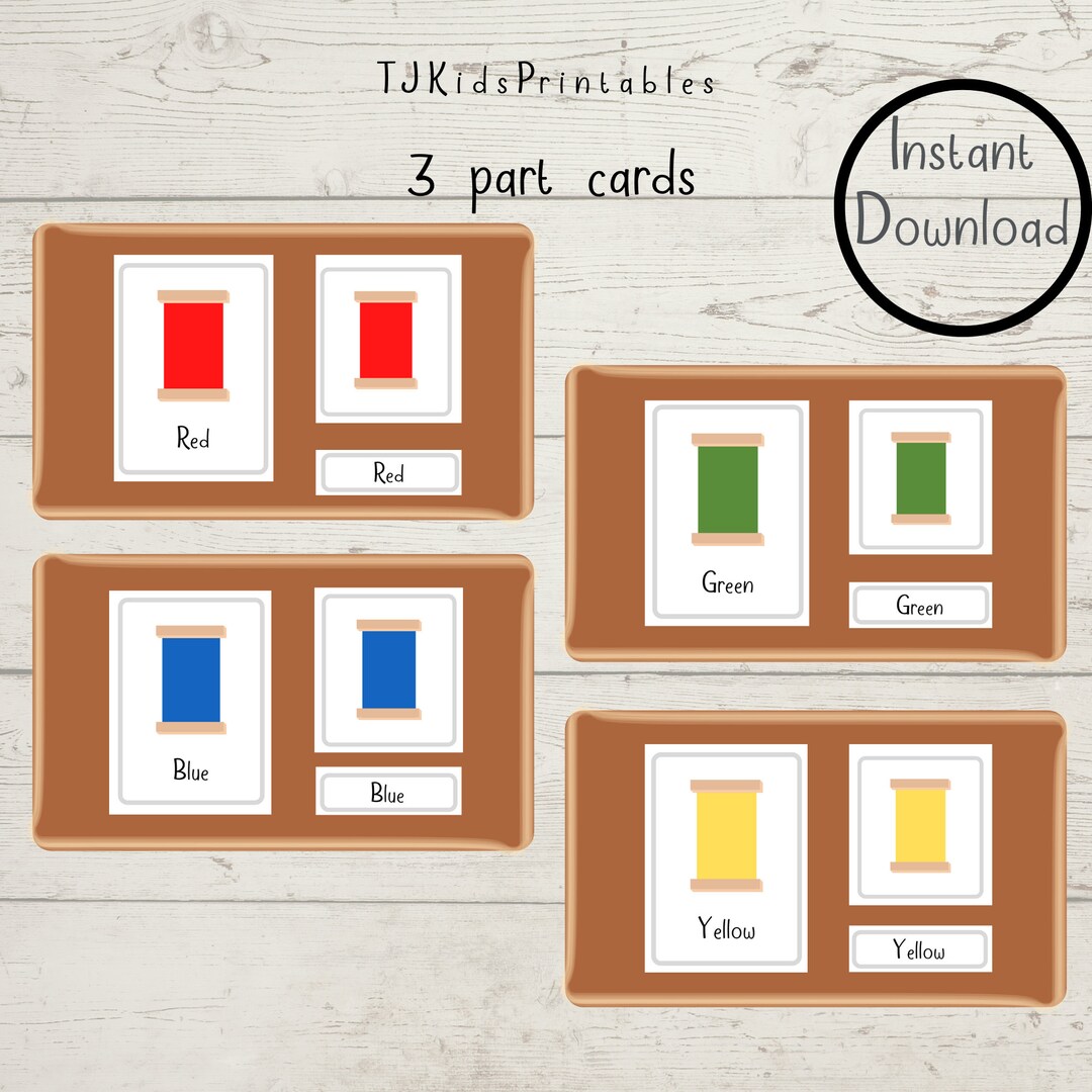 Colors Printable Flashcards, Montessori 3 Part Cards, Color Box Tablets ...