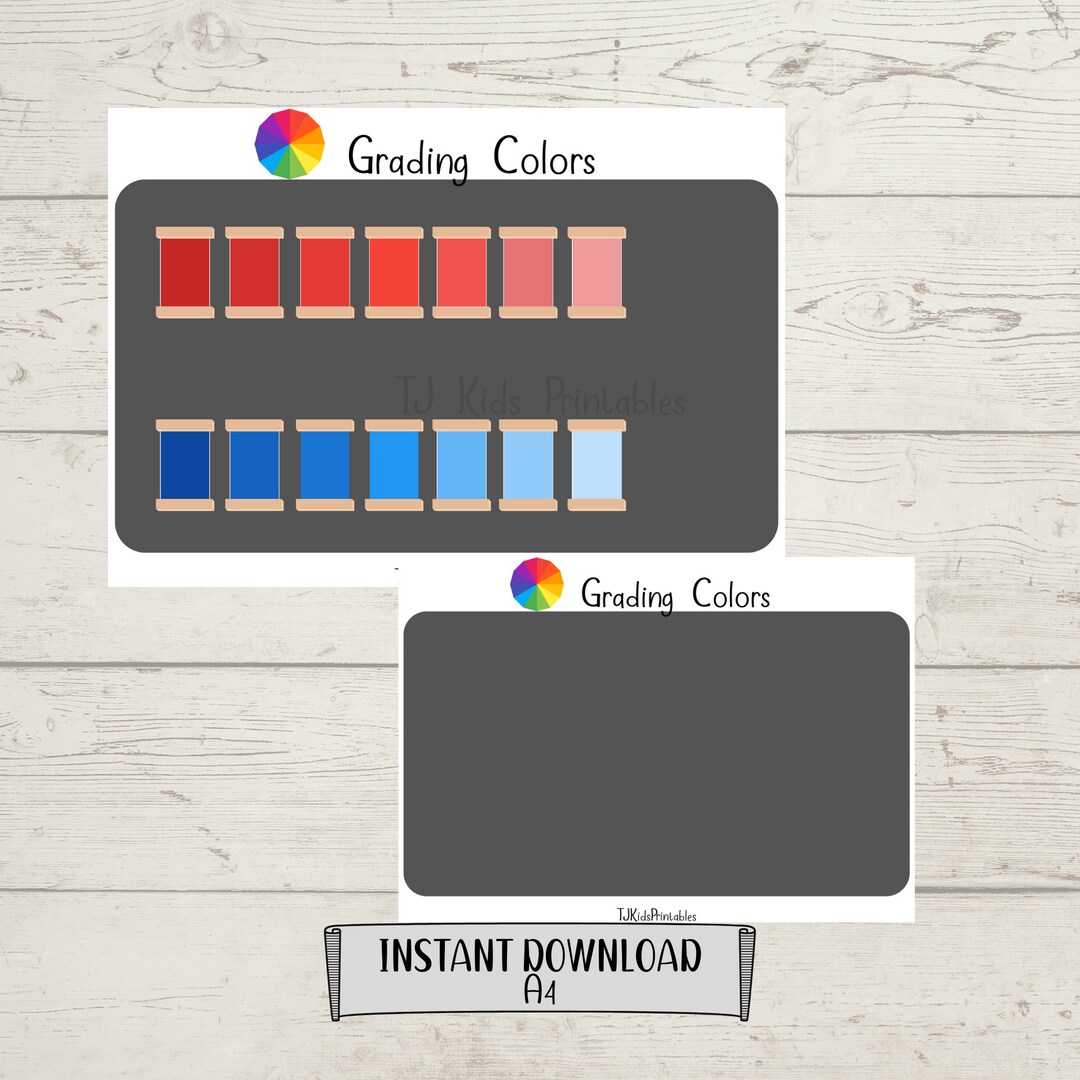 Montessori Color Tablets Printable, Color Grading Activity, Color Box 3 ...